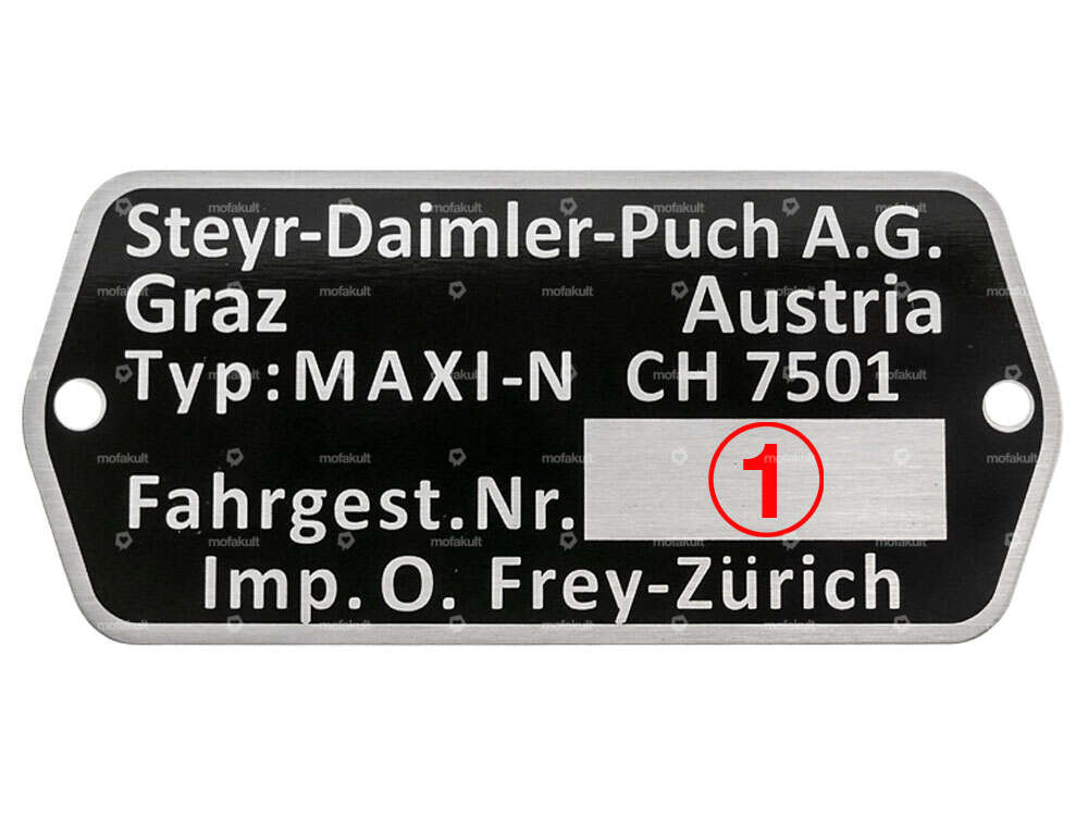 Typenschild CH7501 | Puch Maxi N | mofakult