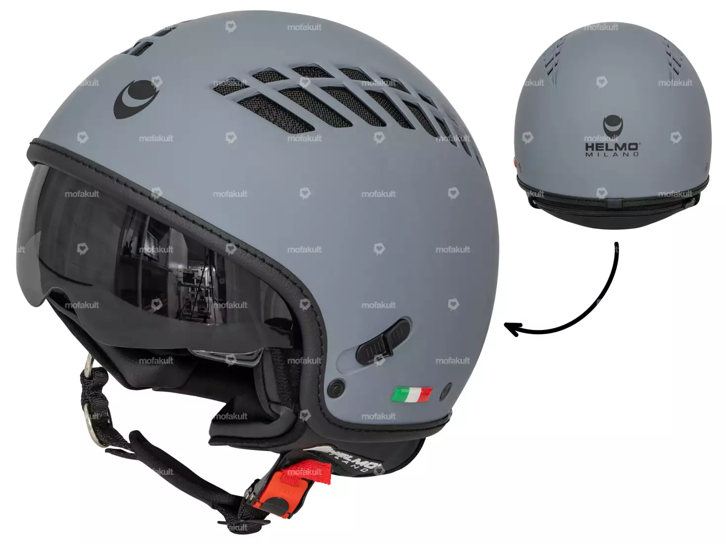 Helmo Milano jet helmet Air with visor dove gray matt | mofakult