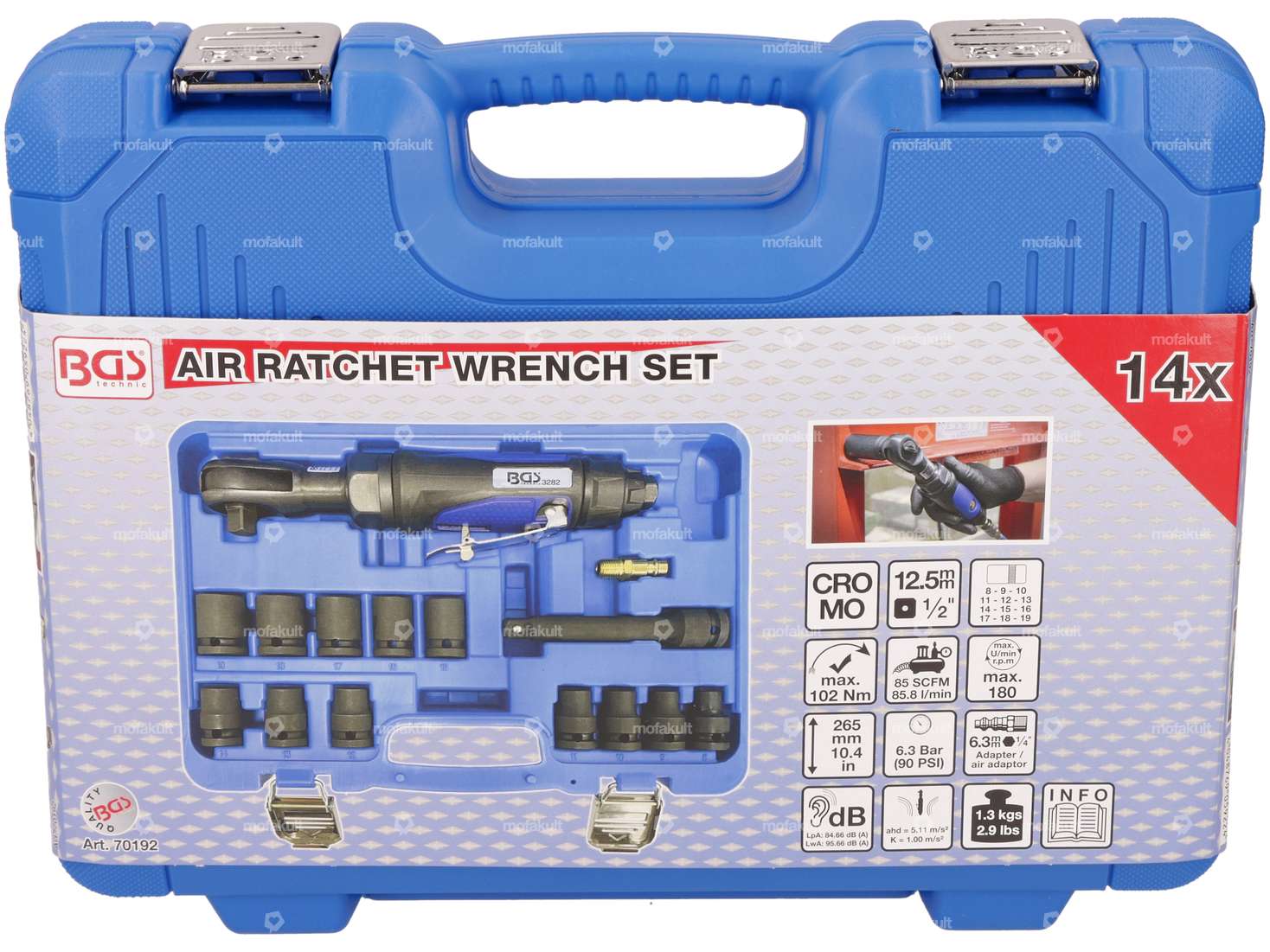 BGS Compressed air 1/4" ratchet screwdriver set max.102 Nm | mofakult