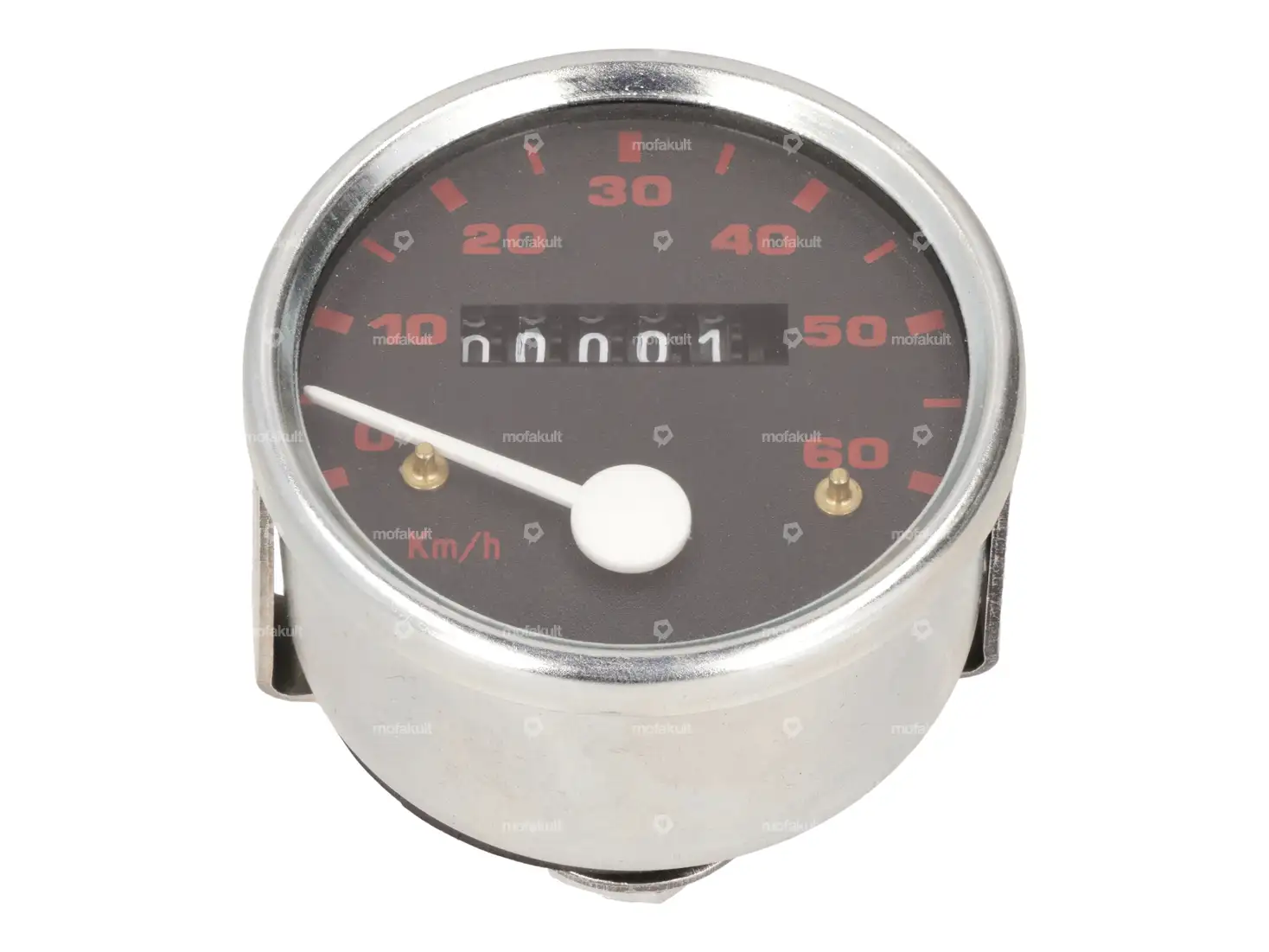 Transval Tacho 60 km/h Ø 60 mm (schwarz / rotes Ziffernblatt) NOS ...