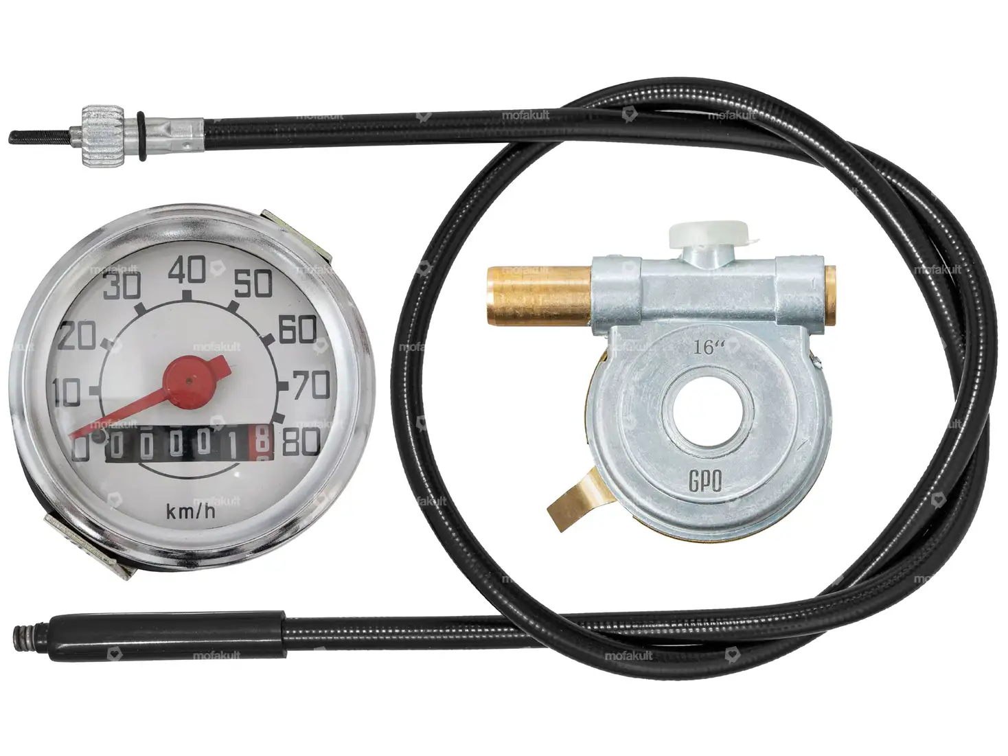 GPO Tacho-Set «Veglia-Nachbau» 16" / 17" weisses Ziffernblatt | Piaggio ...