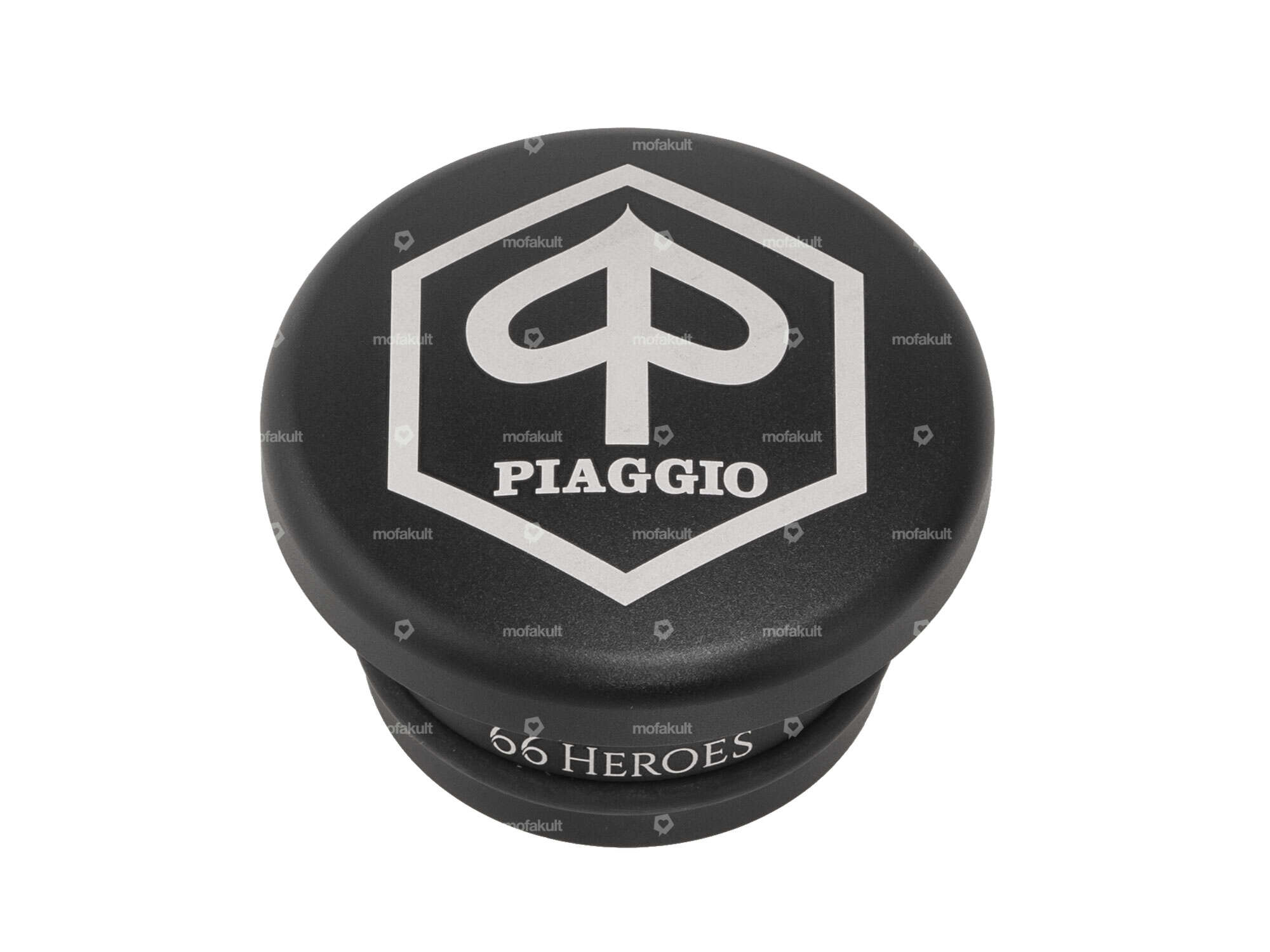 66HEROES Tankdeckel Alu «Piaggio» rund schwarz | Piaggio SI | mofakult